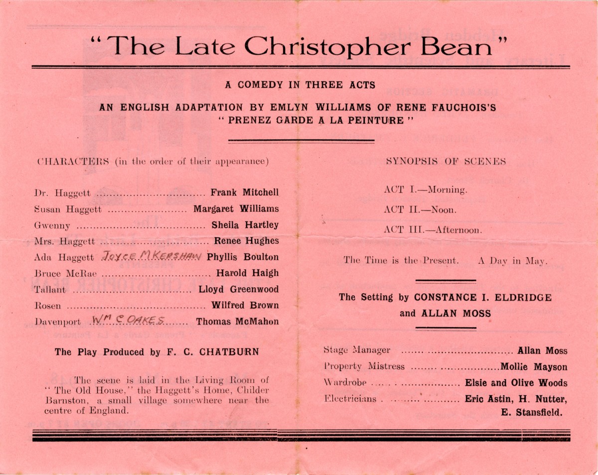 The Late Christopher Bean, 1948 – Hebden Bridge Little Theatre