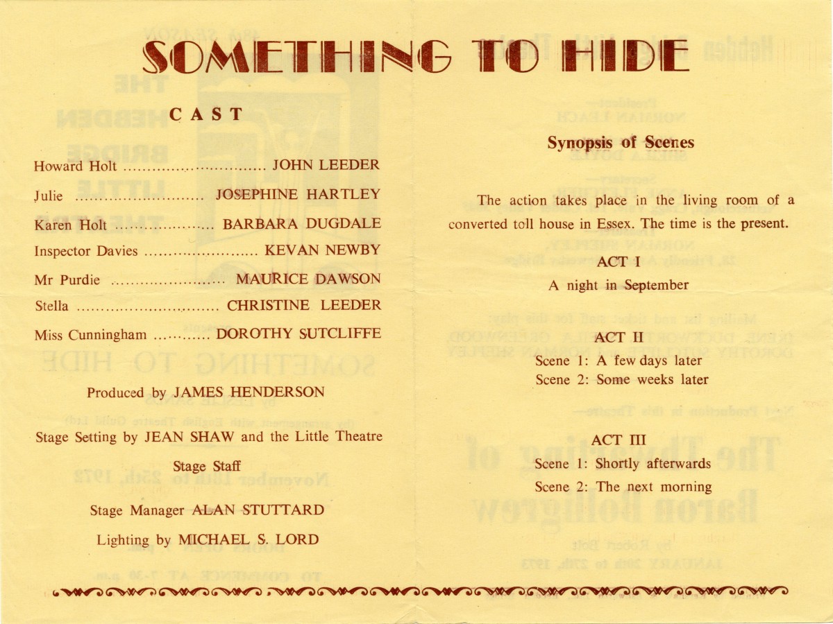 Something To Hide, 1972 – Hebden Bridge Little Theatre